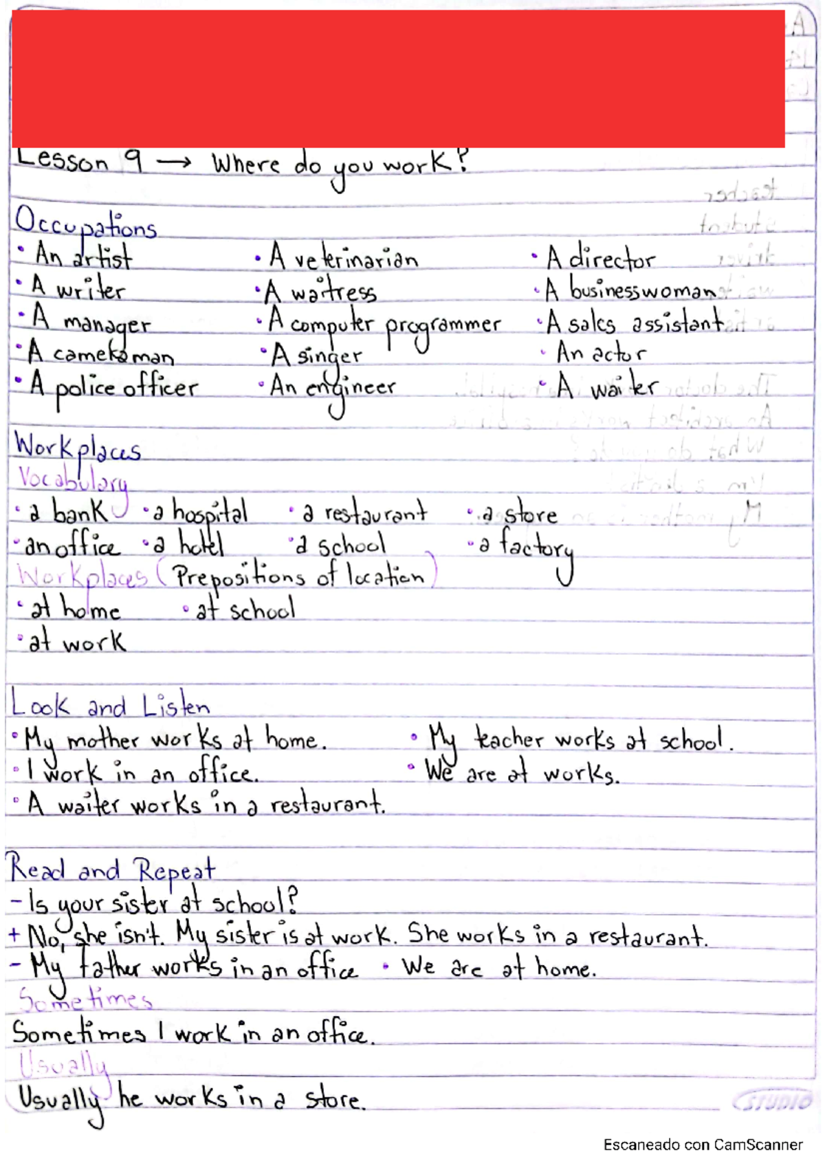 Lesson-9 - Lesson 9 Where do you work? - A Lesson 9 Where do you work ...