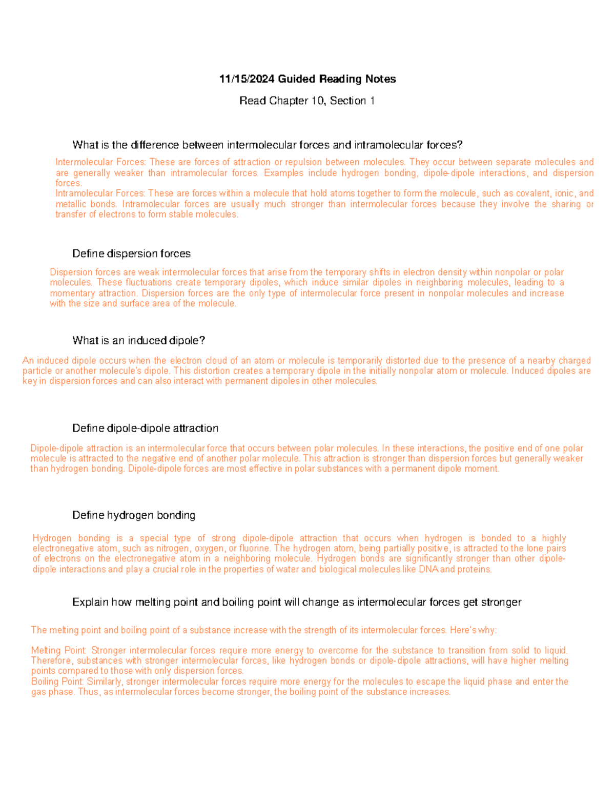 1115 Guided Reading Notes - CHEM105aLg - 11 / 15 /202 4 Guided Reading ...