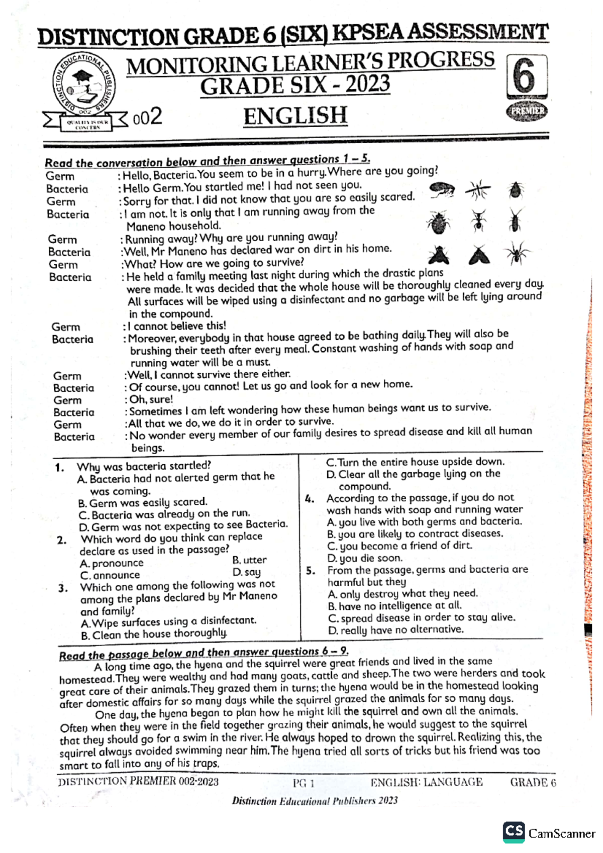 English-1 - G6 EXAMS - DISTINCTION GRADE 6 (SIX) KPSEA ASSESSMENT ...