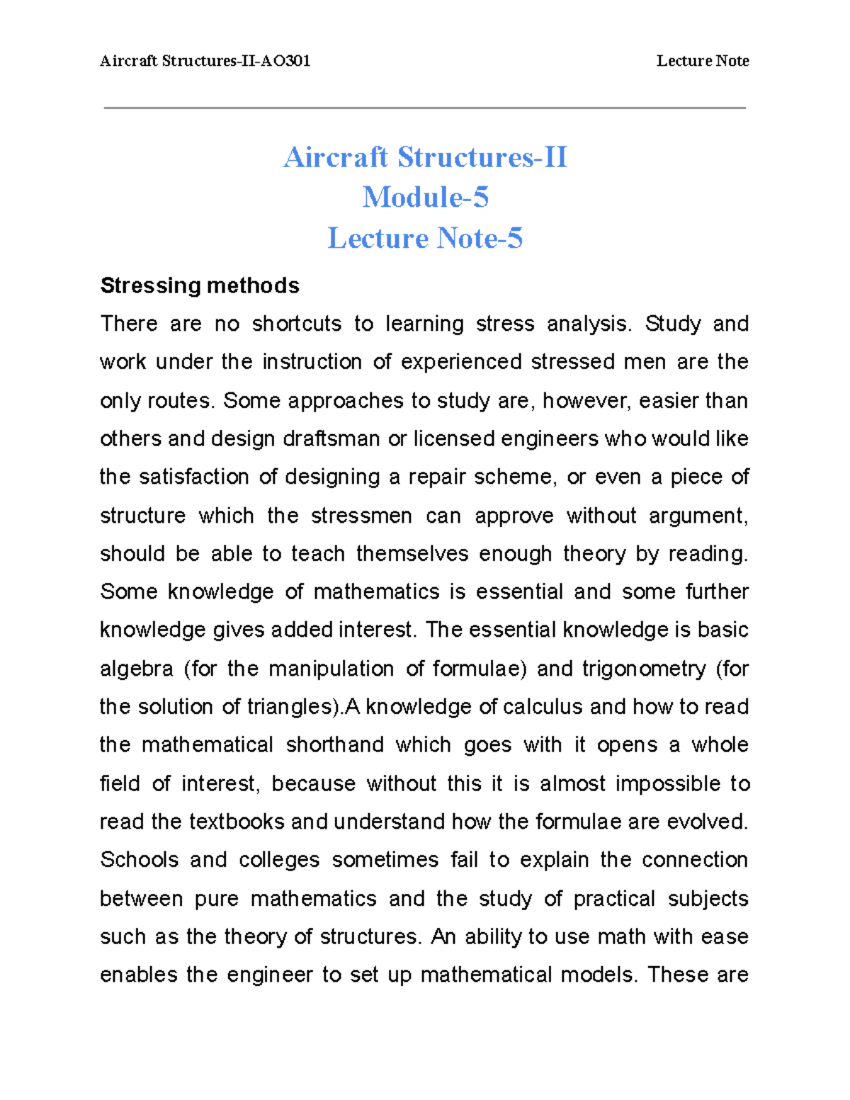 Aircraft Structures-II Module 5 Lecture Note 5 - Aircraft Structures-II Module- Lecture Note ...