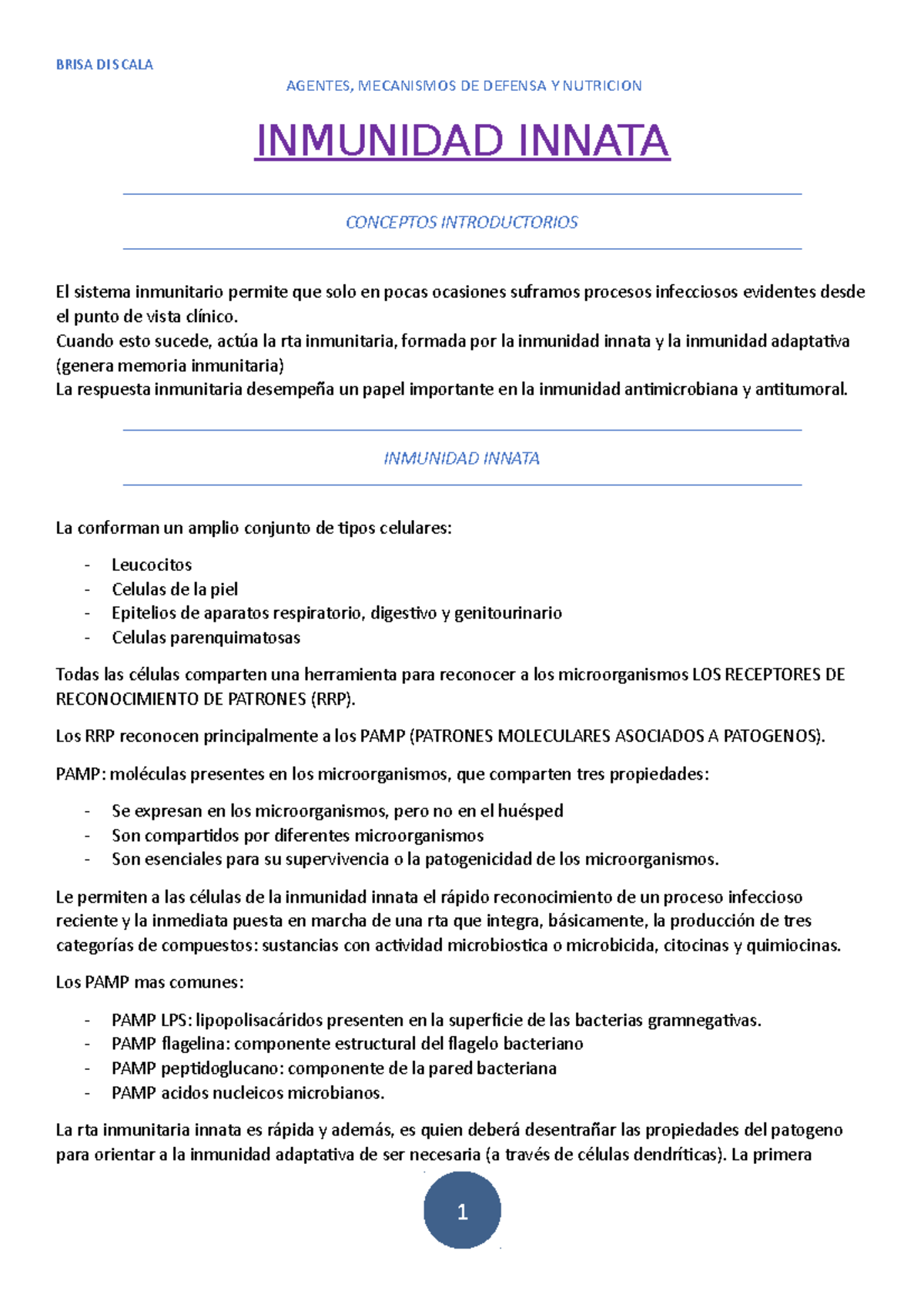 3- 9, 10 Inmunidad Innata - AGENTES, MECANISMOS DE DEFENSA Y NUTRICION ...