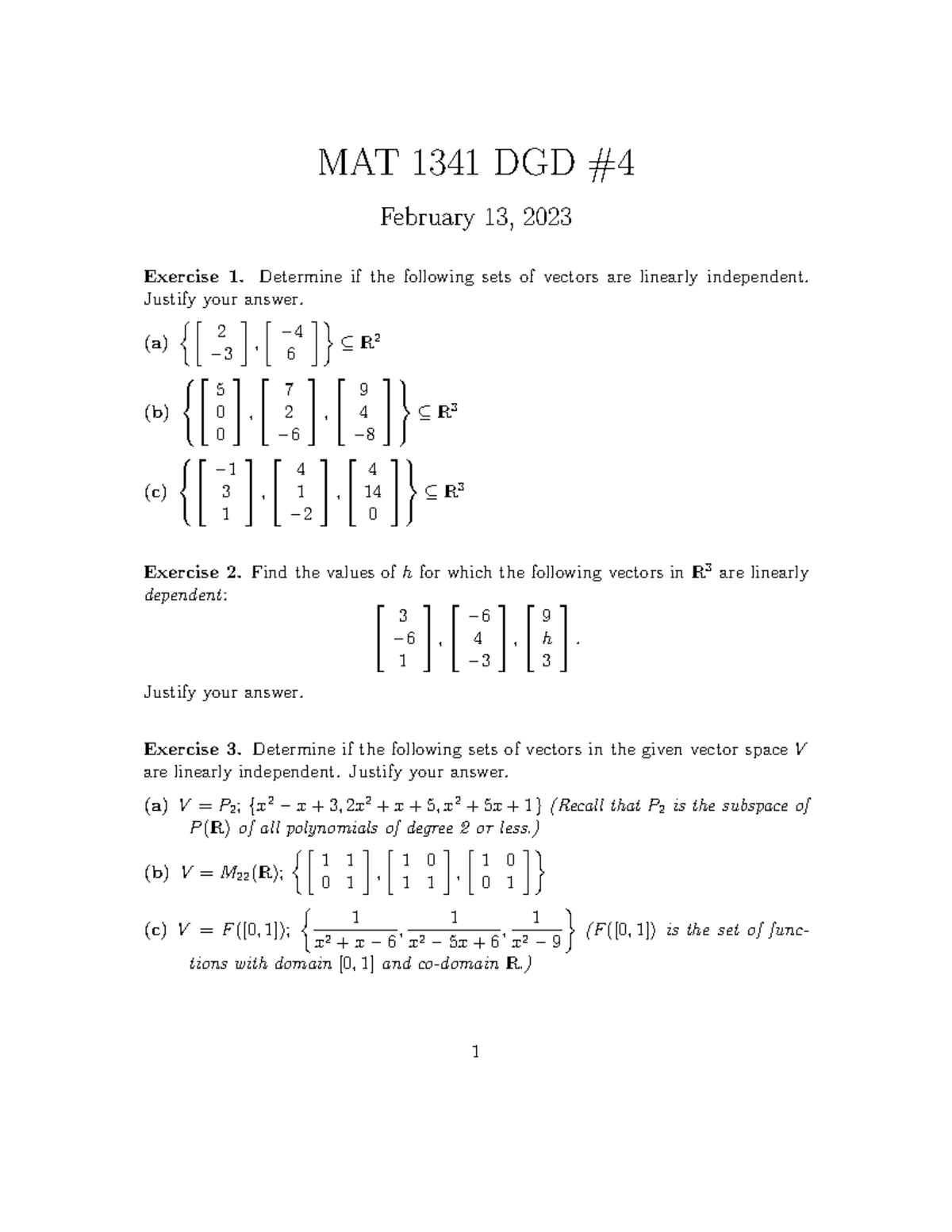 MAT1341 DGD 4 - dgd 4 - MAT 1341 DGD February 13, 2023 Exercise 1 ...
