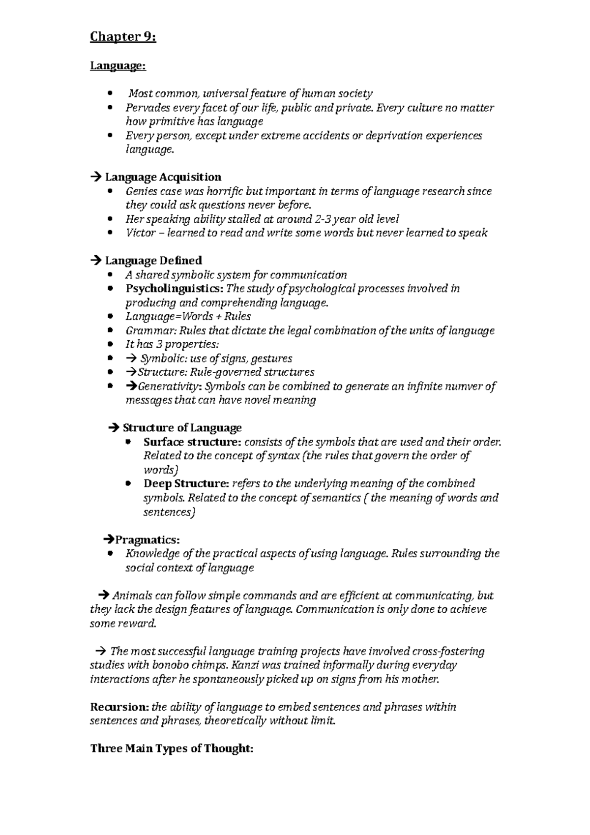 Lecture notes, lectures 1-5, 9, 14 - Chapter 9: Language: Most common ...