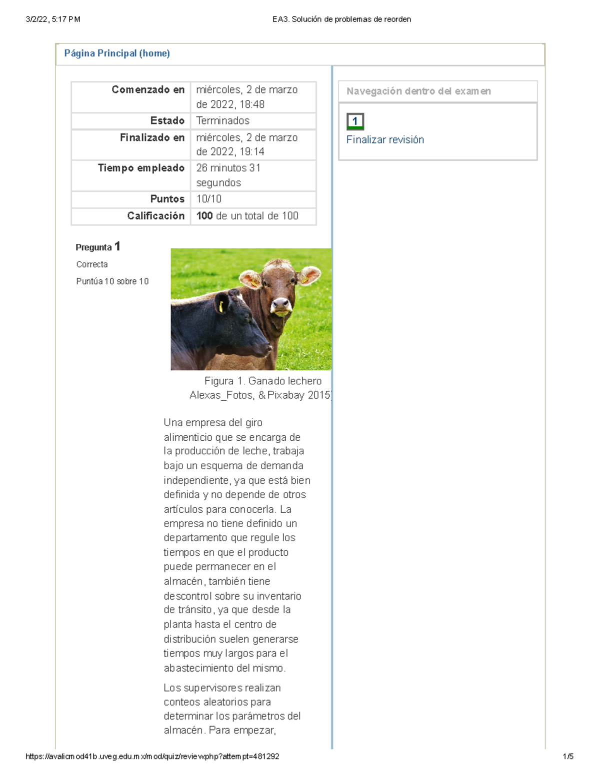 EA3. Solución de problemas de reorden EXAM - Página Principal (home ...