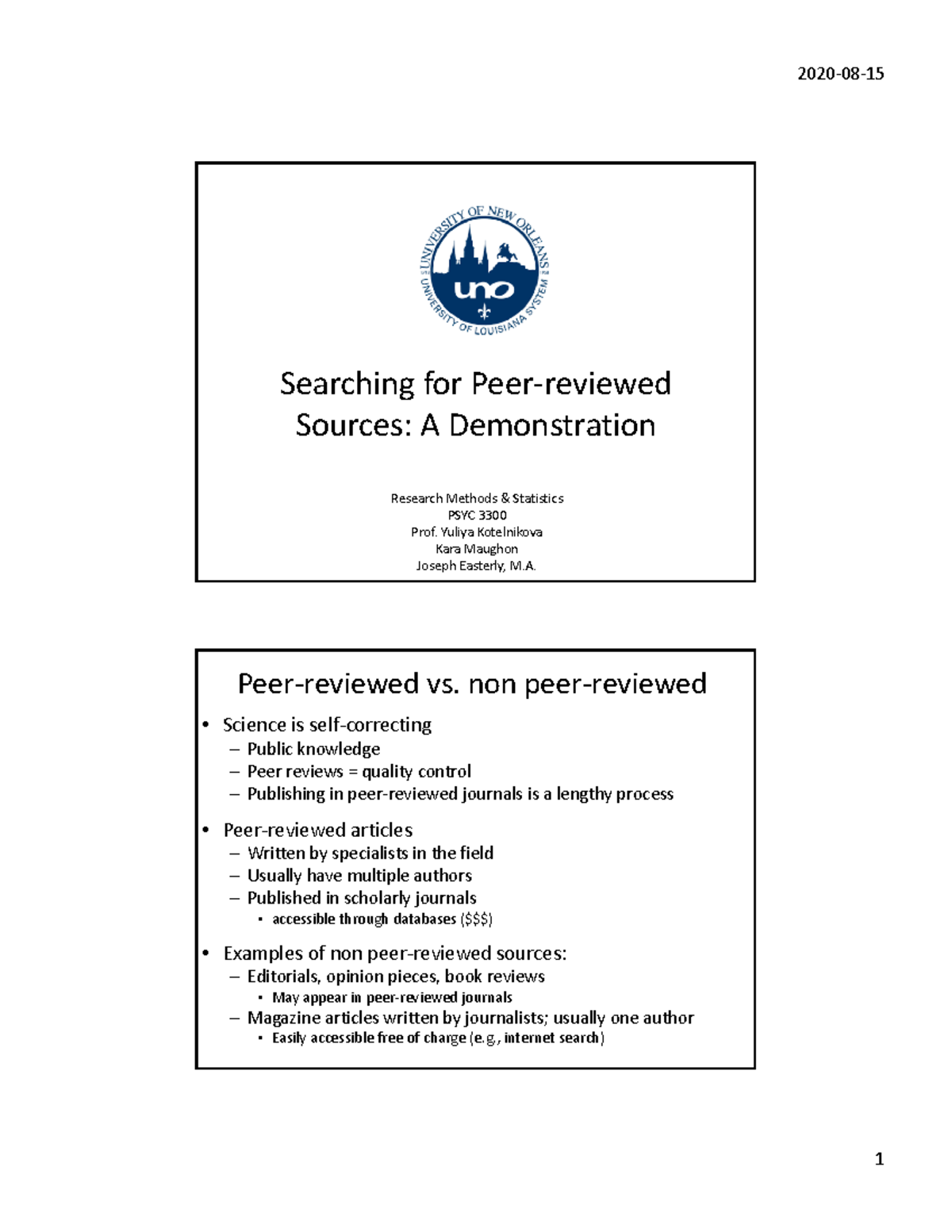 Lecture#4 Searching for peer reviewed sources - - Studocu