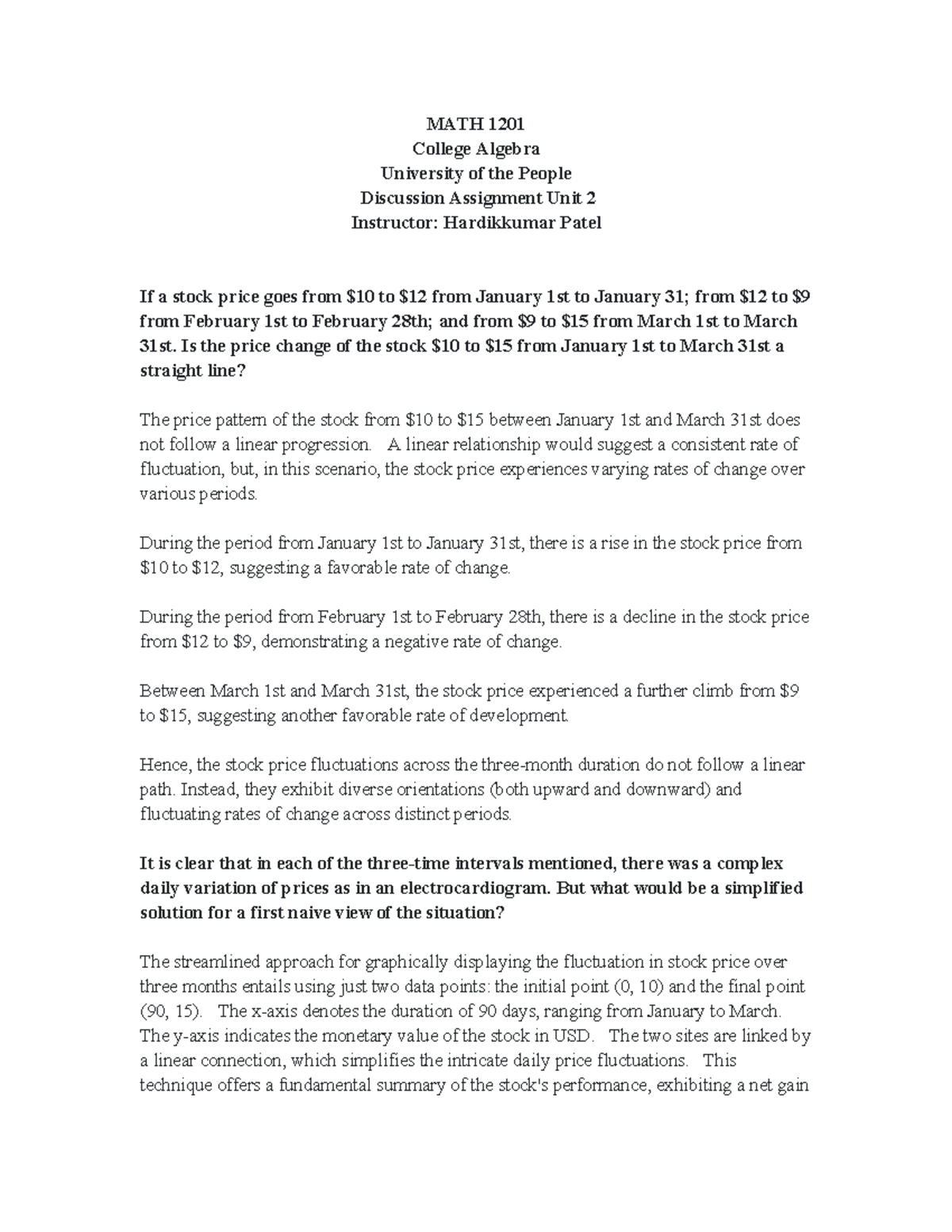 Unit 2 discussion - MATH 1201 College Algebra University of the People ...