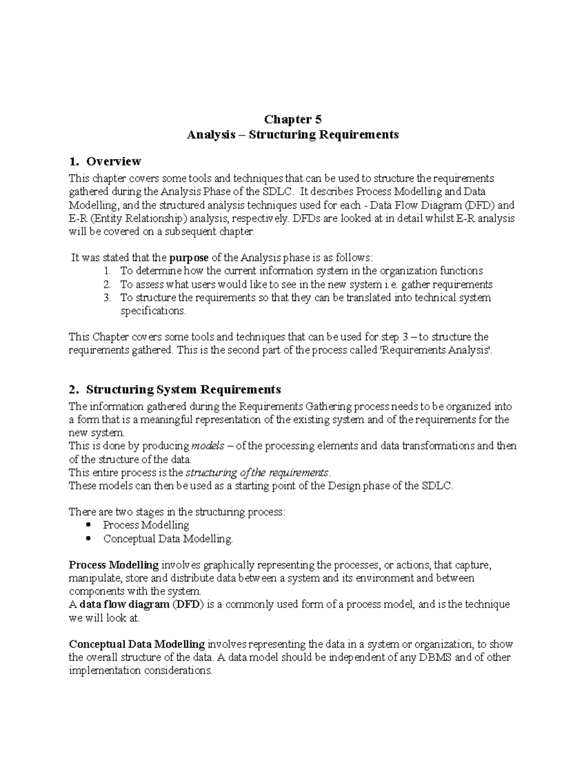 Chapter 5 Chapter 5 Analysis Structuring Requirements 1 Overview This Chapter Covers Some