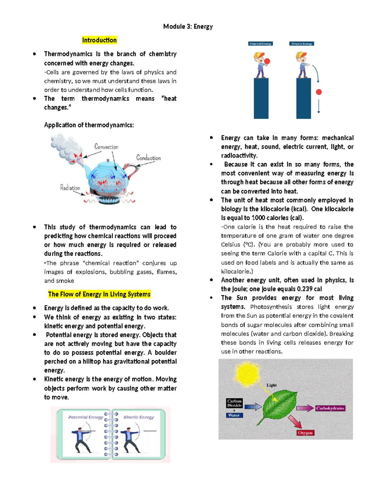 Module 3 Energy Reviewer - Module 3: Energy Introduction Thermodynamics ...