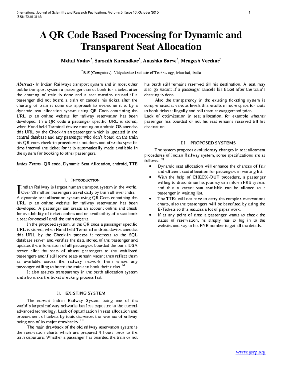 A QR Code Based Processing for Dynamic a - Computer Organization - II ...