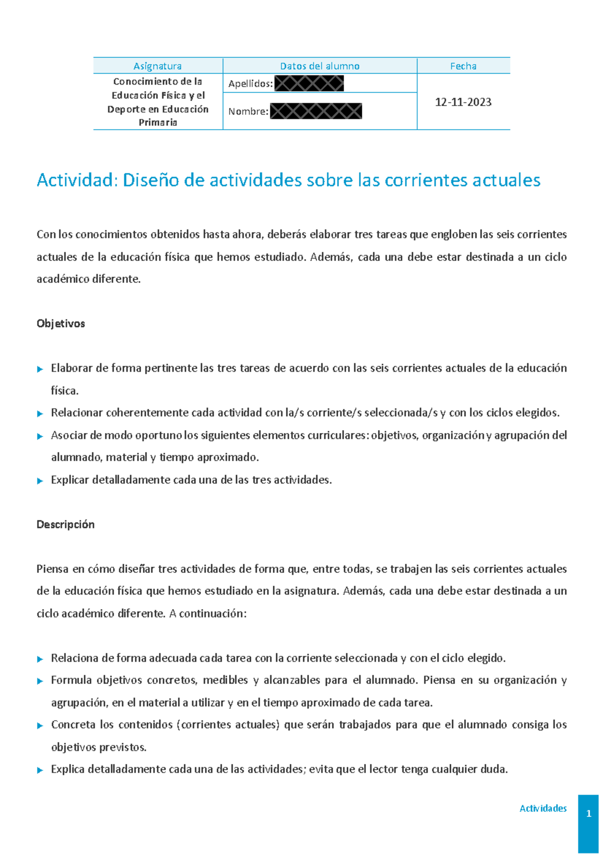 Actividad 1-Edc Fisica - Conocimiento de la Educación Física y el ...