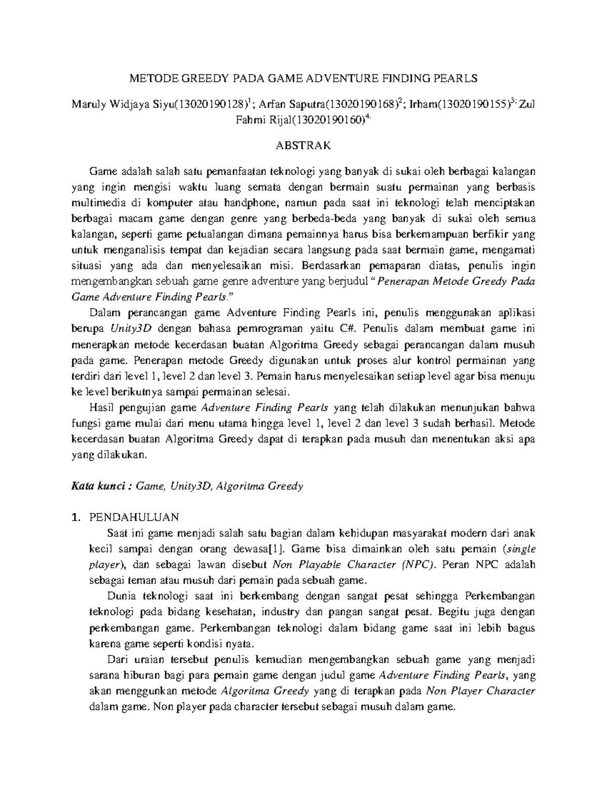 Kelompok 1 Tugas Review Paper - METODE GREEDY PADA GAME ADVENTURE ...
