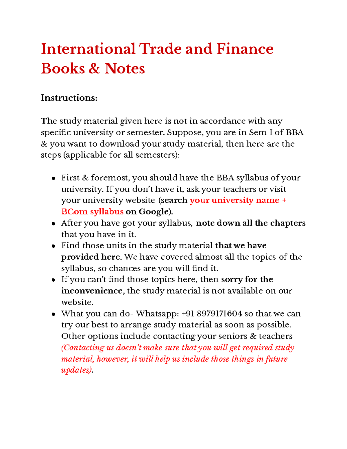 International Trade and Finance Books & Notes - International Trade and ...