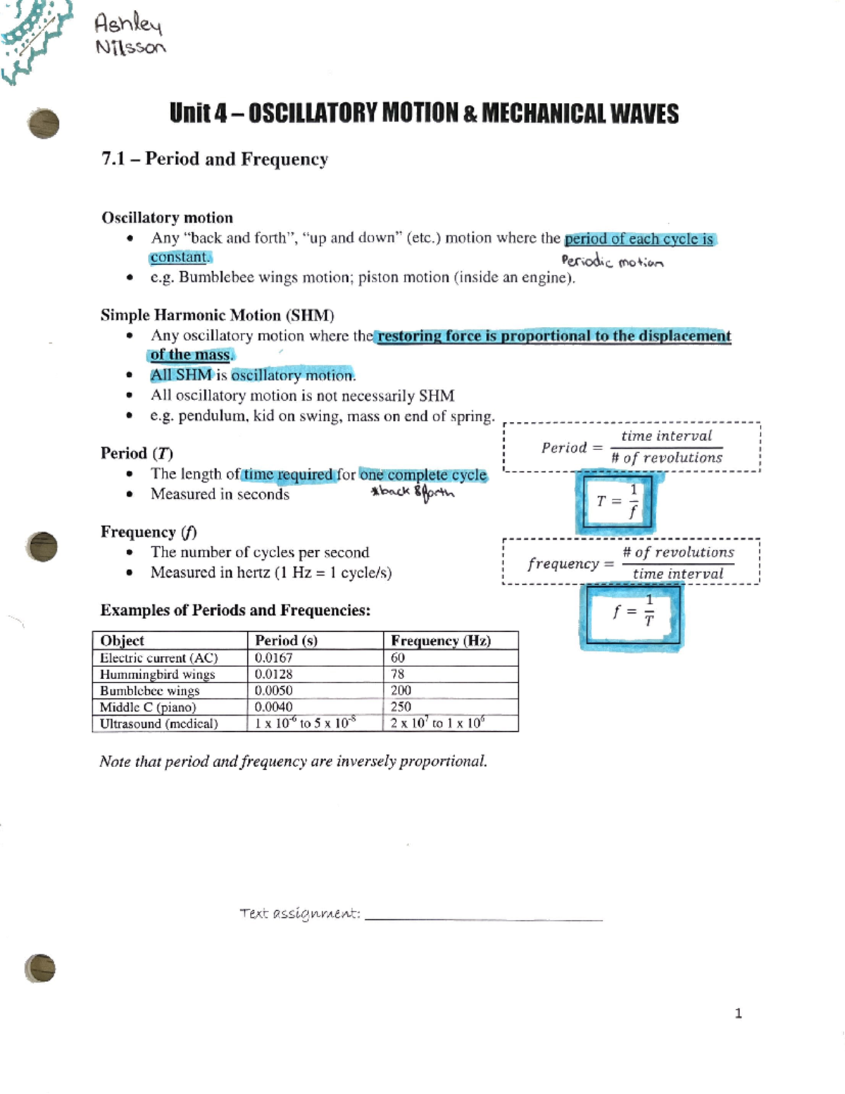 Grade 11 Physics Unit 4- Oscillatory motion and mechanical waves - Studocu