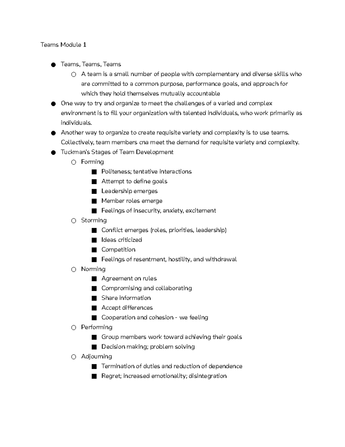 Project Management - Teams - Teams Module 1 Teams, Teams, Teams A team ...