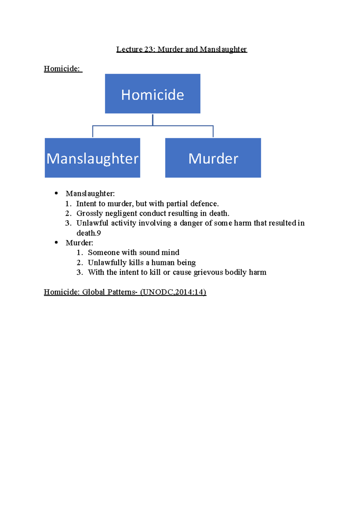 Lecture 23- Murder and Manslaughter - Lecture 23: Murder and ...