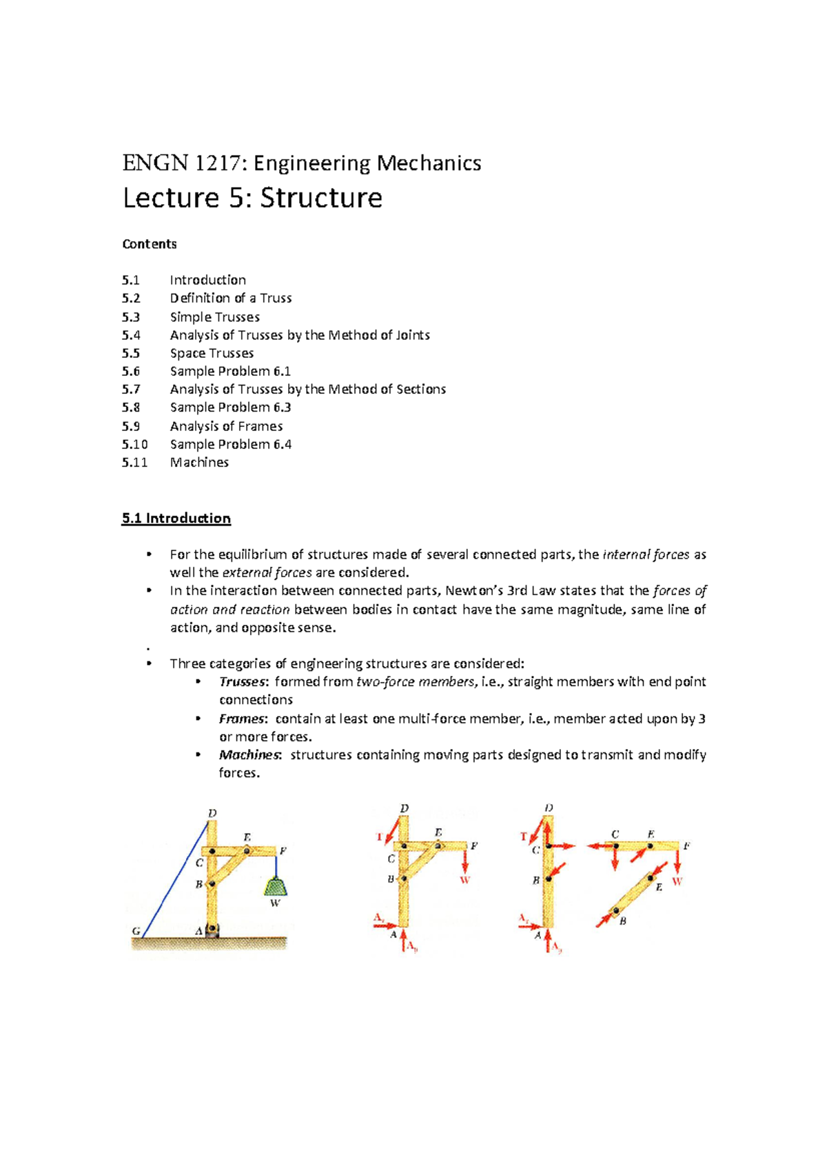 ENGN 1217: Engineering Mechanics Lecture 5: Structure Contents - Studocu