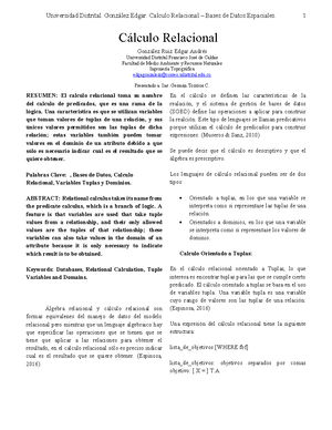 Taller Integridad Referencial, Algegra Relacional, Calculo Relacional ...