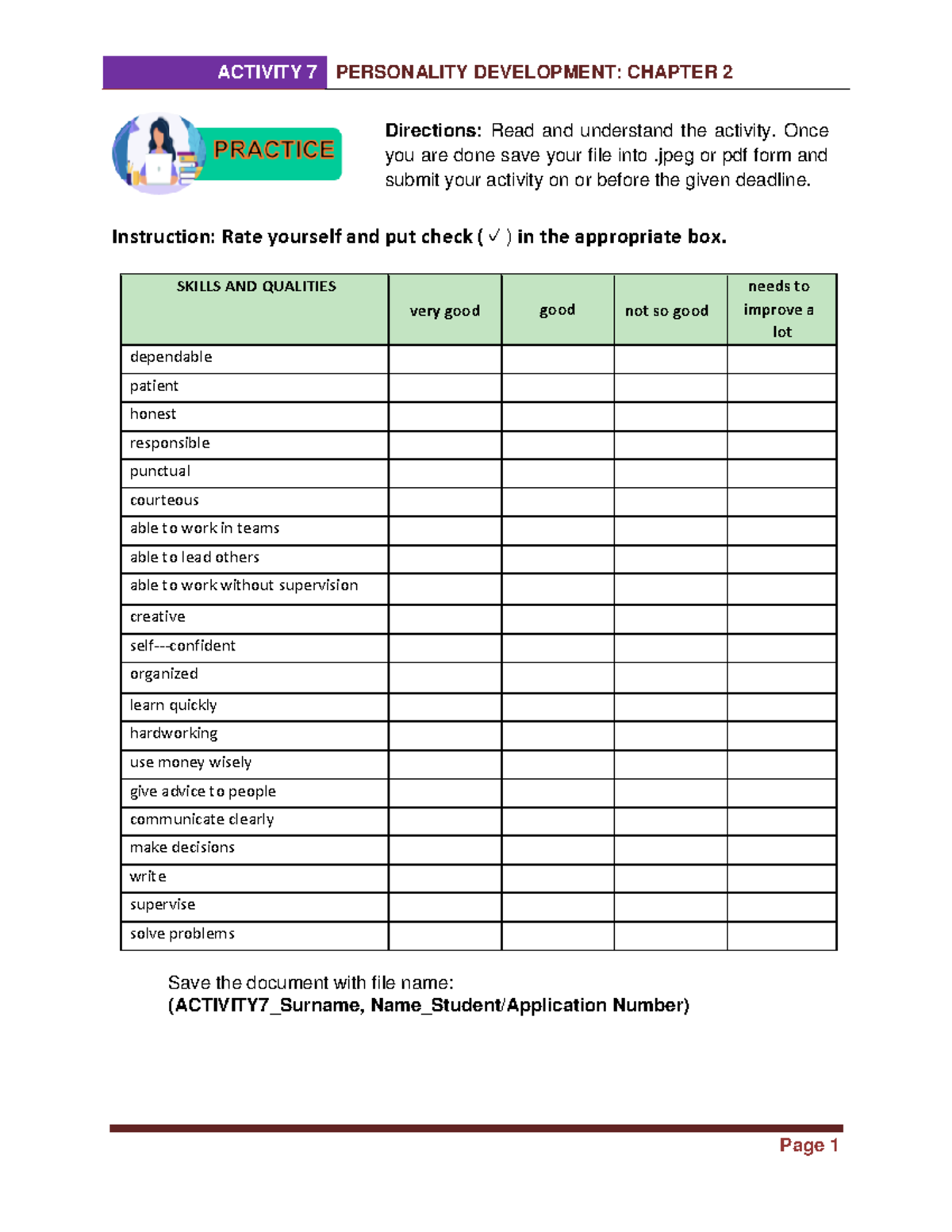 Activity 7 - Employability Quotient - ACTIVITY 7 PERSONALITY ...