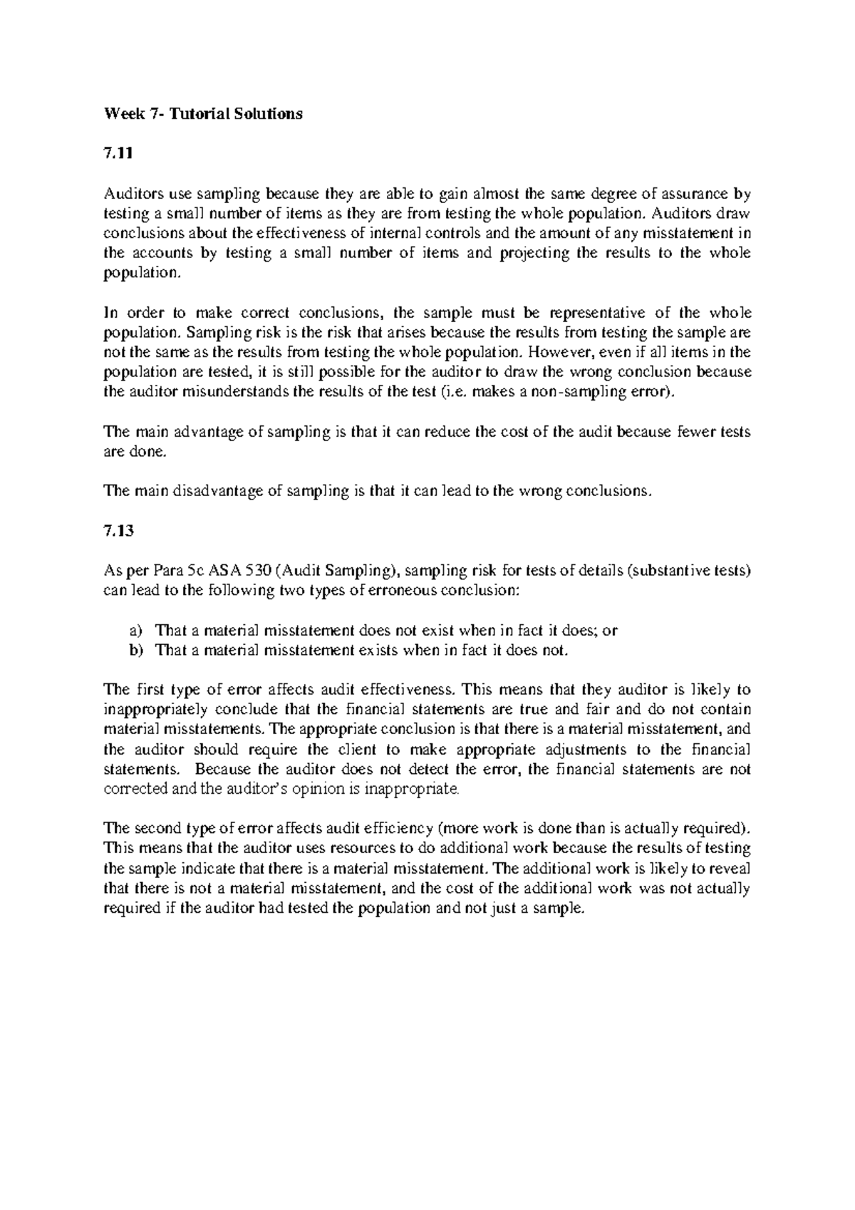 Week 7 Tutorial Solutions Student - Week 7- Tutorial Solutions Auditors ...