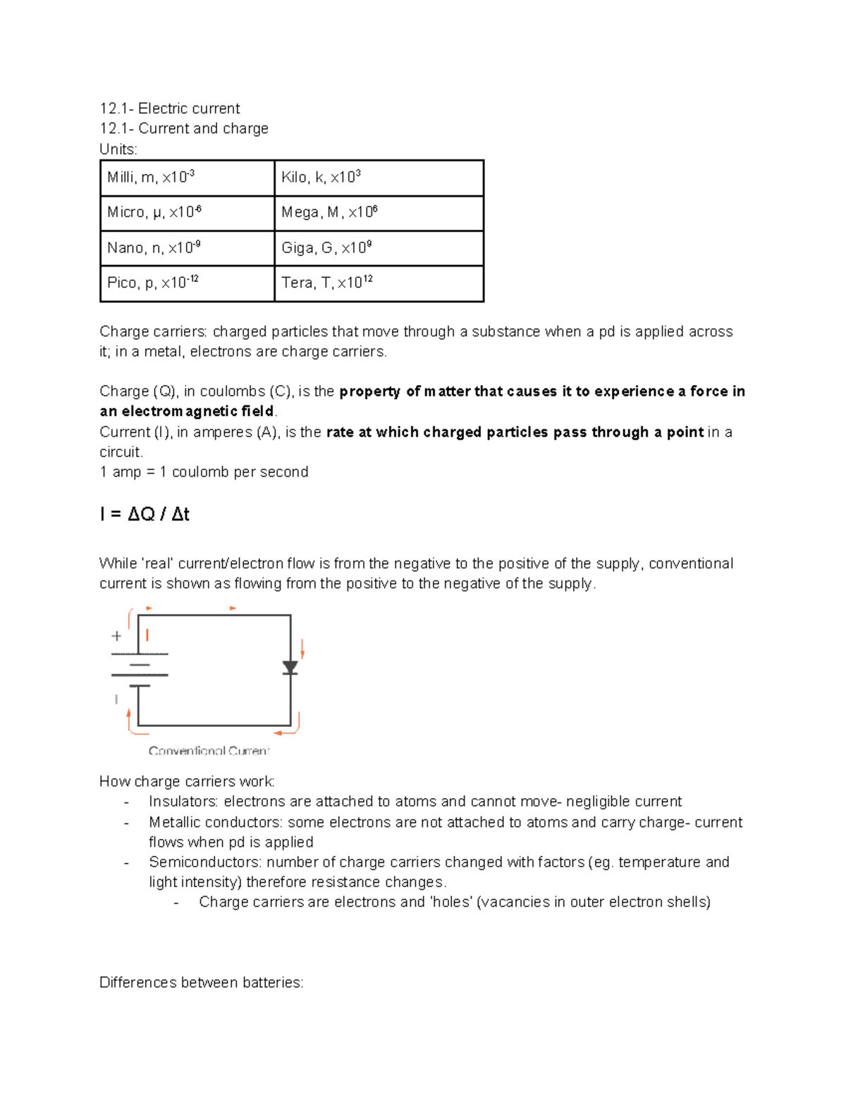 Ch12 Electric current - 12- Electric current 12- Current and charge ...