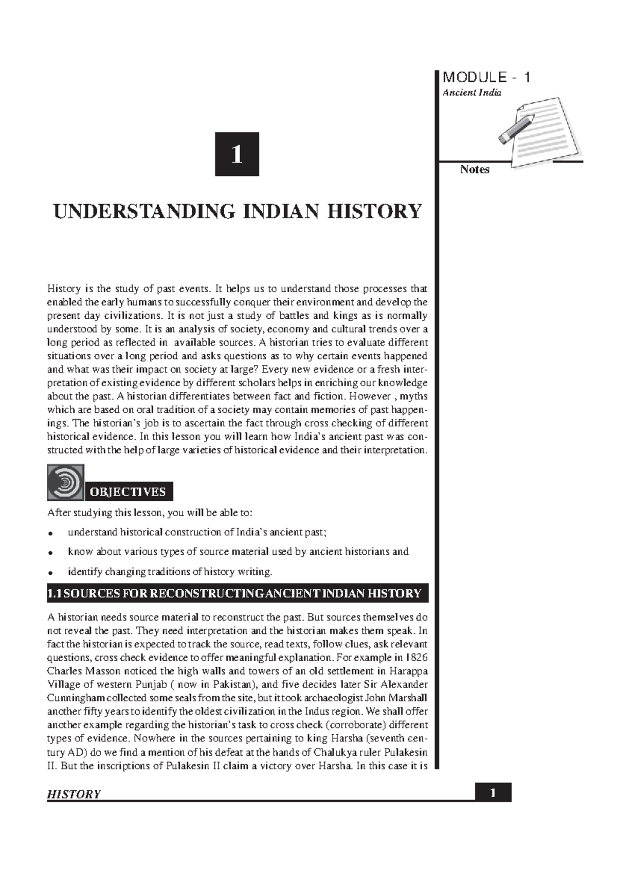 L-1 - Good notes - Ancient India UNDERSTANDING INDIAN HISTORY 1 Notes ...