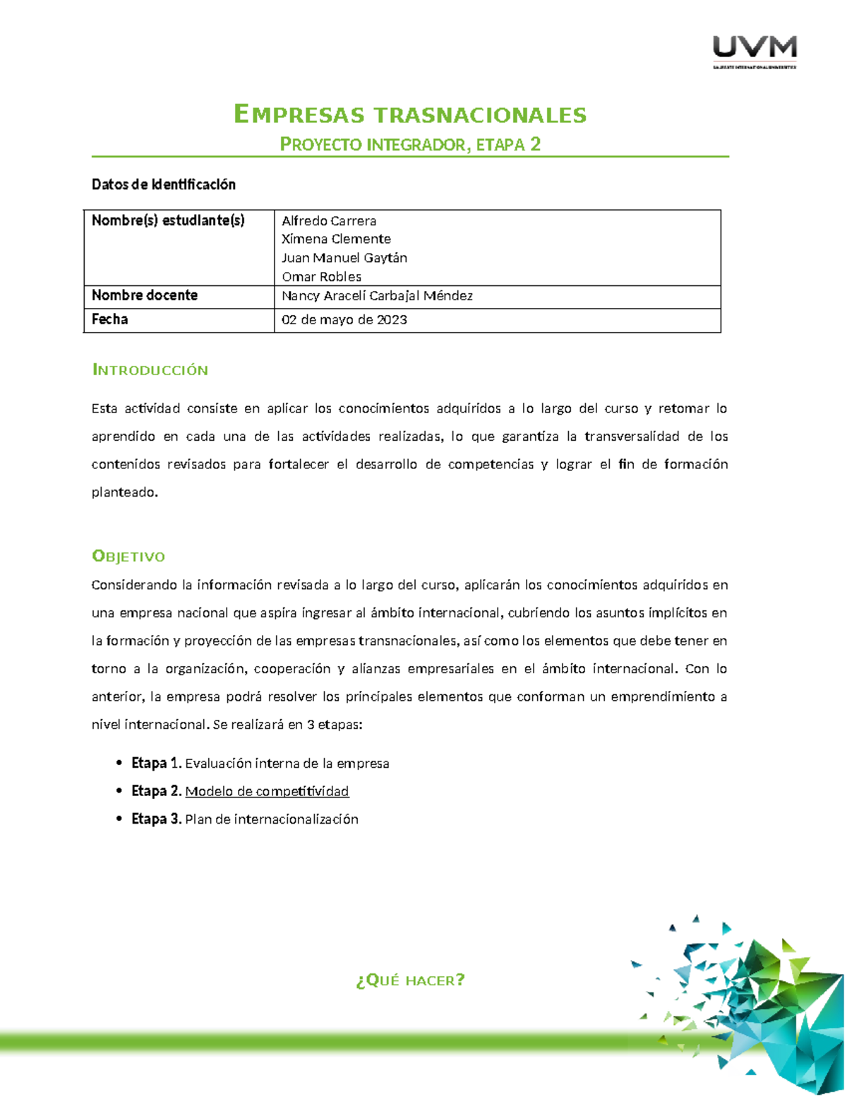Proyecto integrador Empresas Trasnacionales etapa 2 - EMPRESAS ...