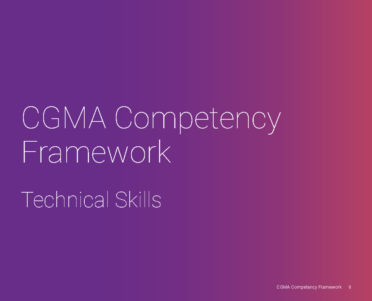 Cgma competency framework 2019 edition technical skills - CGMA ...