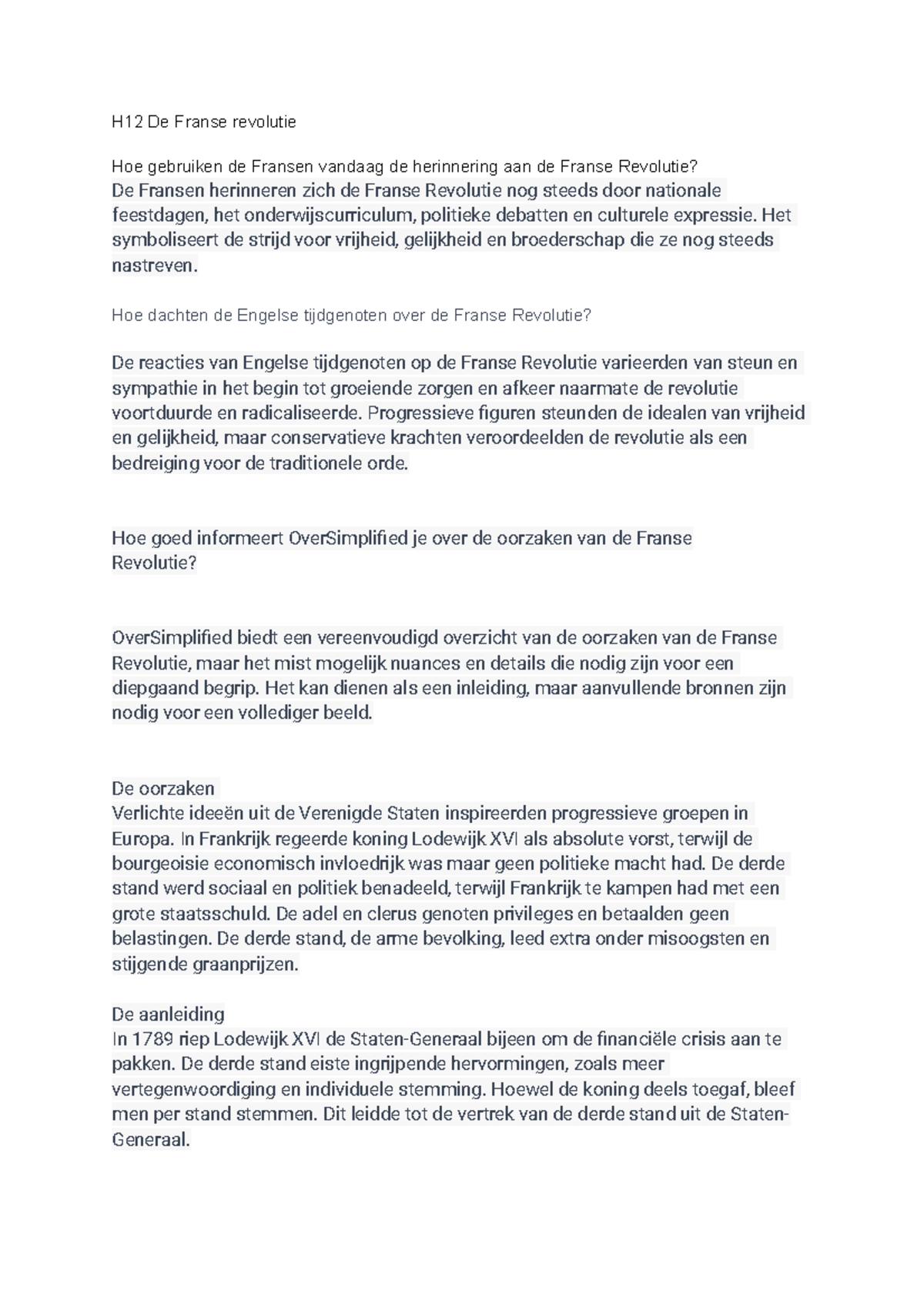 H12 De Franse revolutie - Het symboliseert de strijd voor vrijheid ...