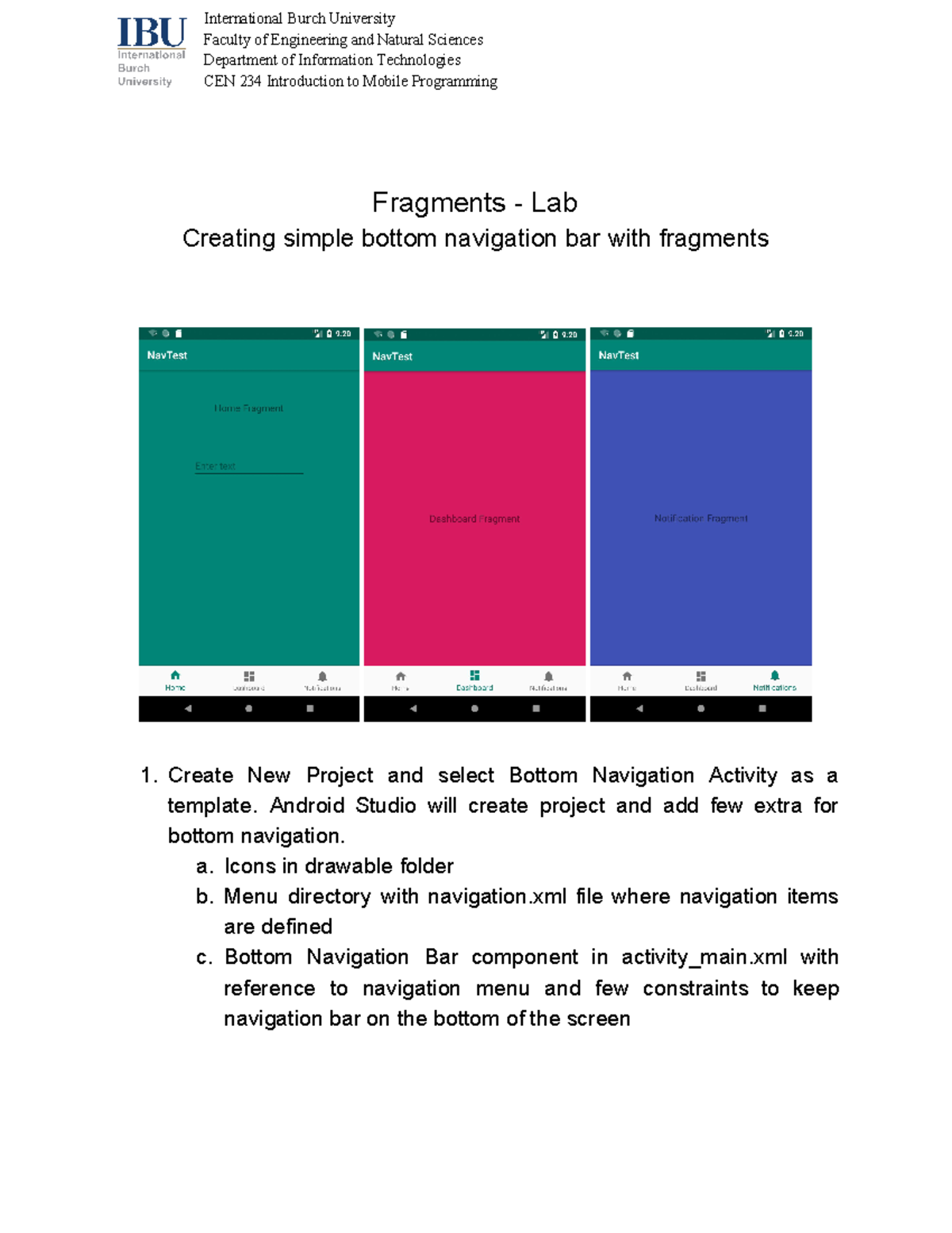 Introduction to Mobile Programming - Fragments Lab - Faculty of ...