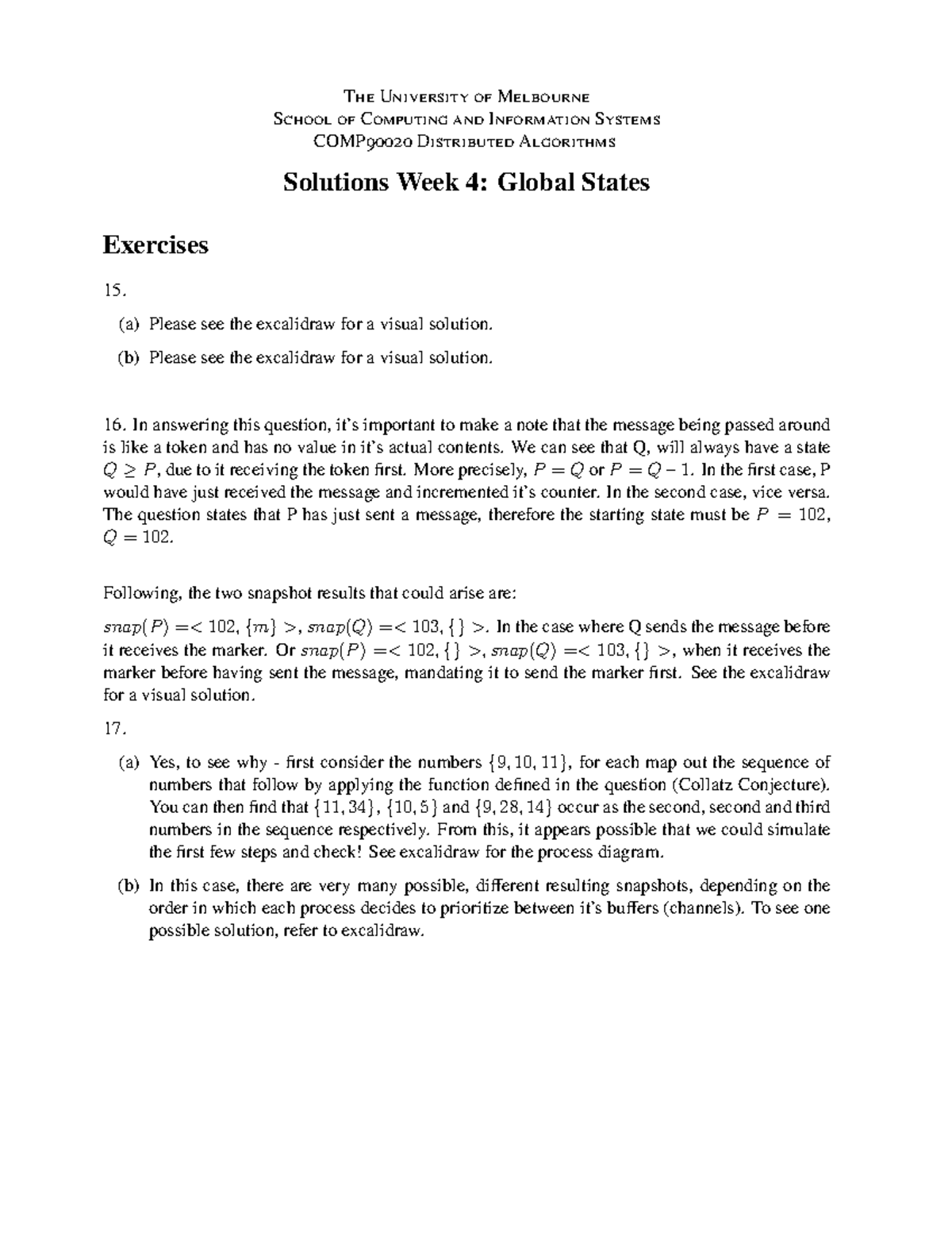 Tutorial3 Solution Answ The University Of Melbourne School Of Computing And Information