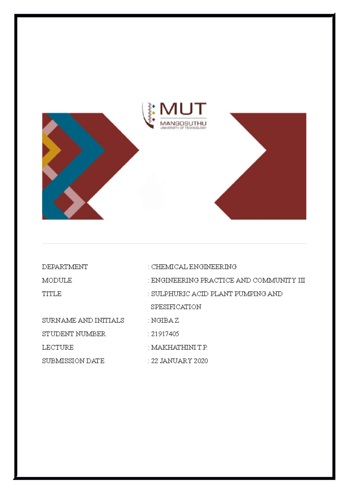 COMM Submission - Communication note - DEPARTMENT : CHEMICAL ...