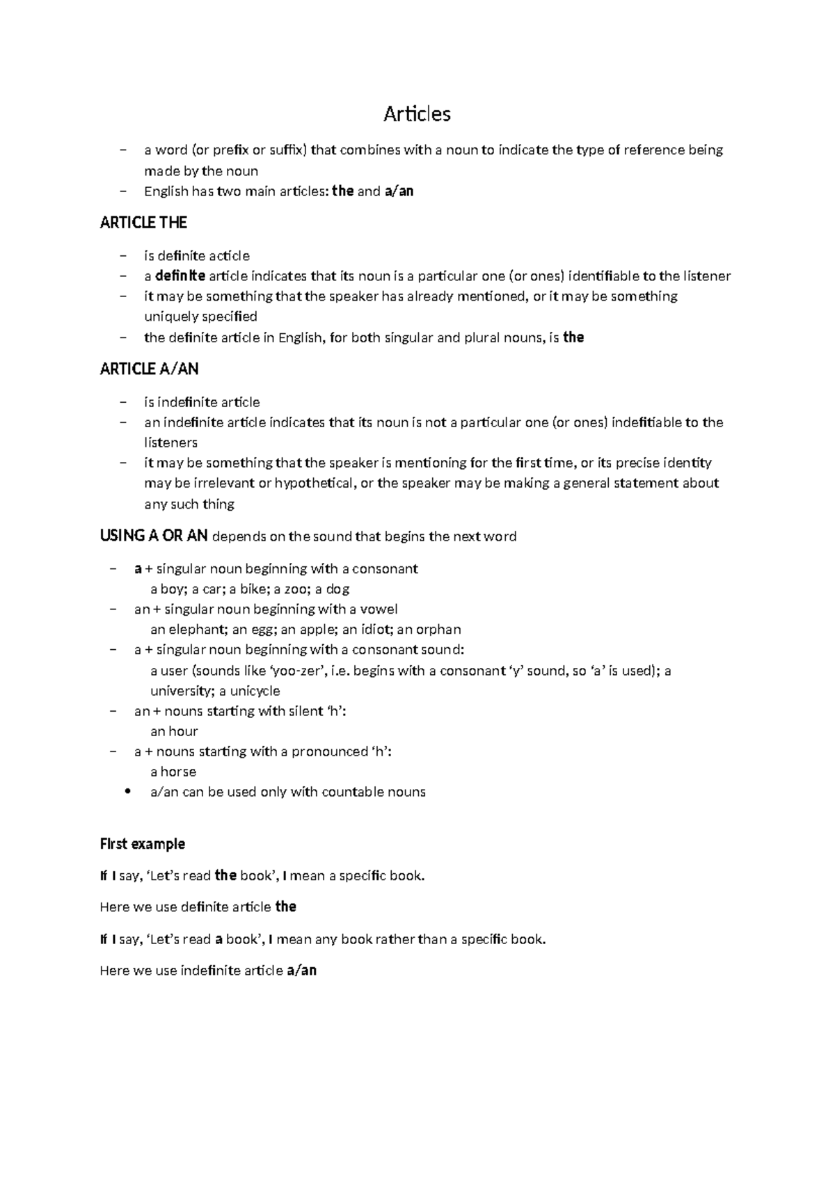 The Articles short - Articles − a word (or prefix or suffix) that ...