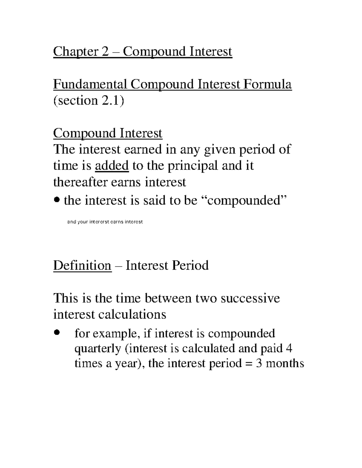 Section 2 Chapter 2 Compound Interest Fundamental Compound
