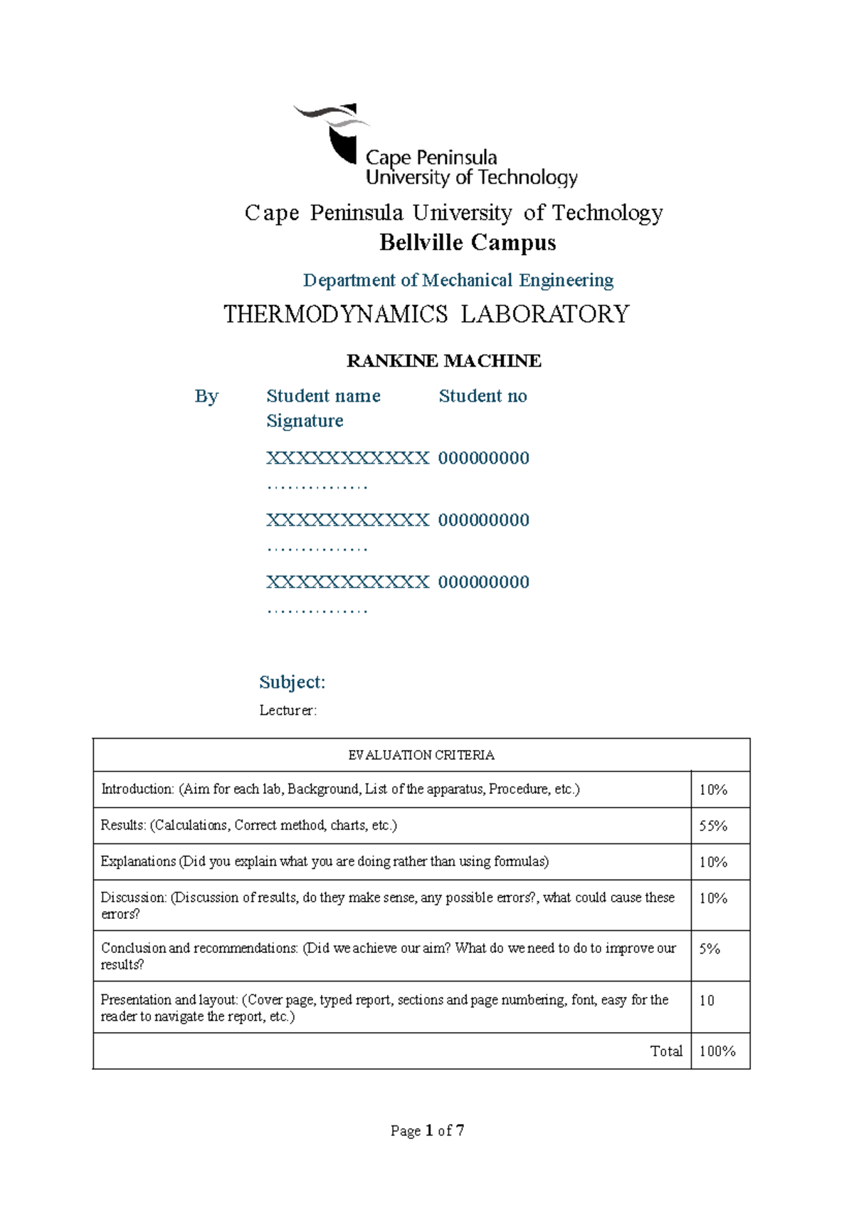 STP260S Lab brief - Cape Peninsula University of Technology Bellville ...