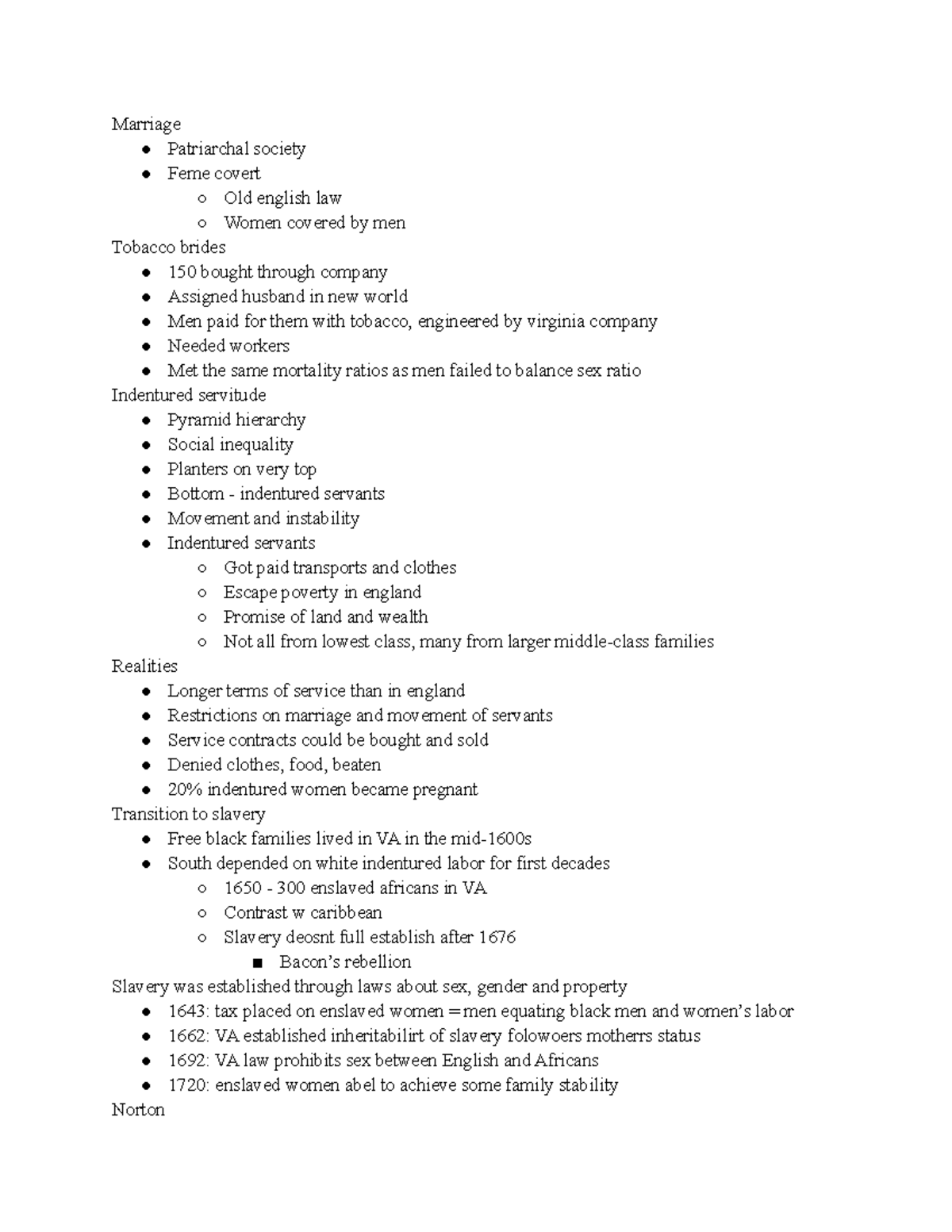 HIST 1146 2 7-2 10 - Lawrence - Marriage Patriarchal society Feme ...