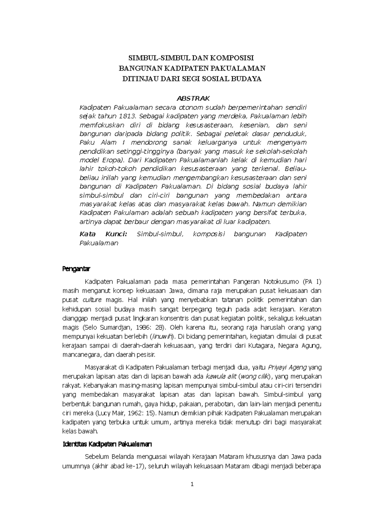 Simbul- Simbul DAN Komposisi Bangunan Kadipaten Pakualaman Ditinjau ...