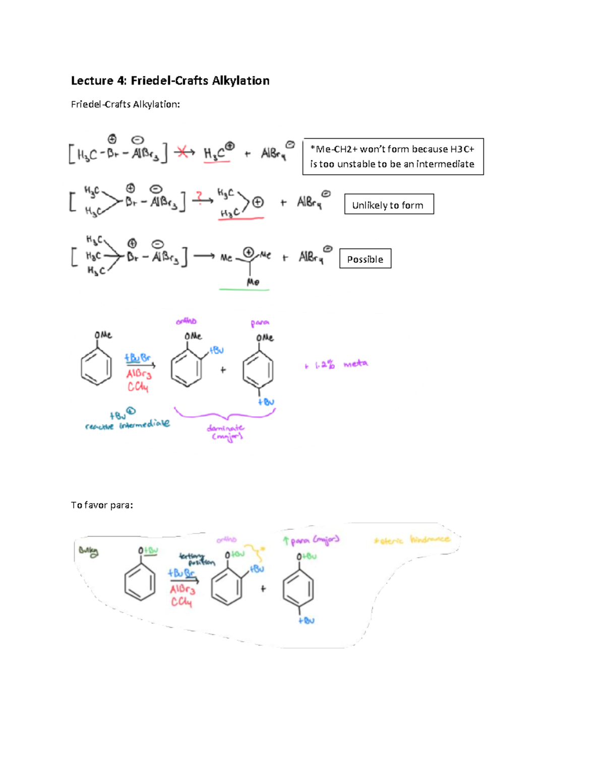 Organic Chemistry 2 Lecture notes 4 - Lecture 4: Friedel-Crafts ...
