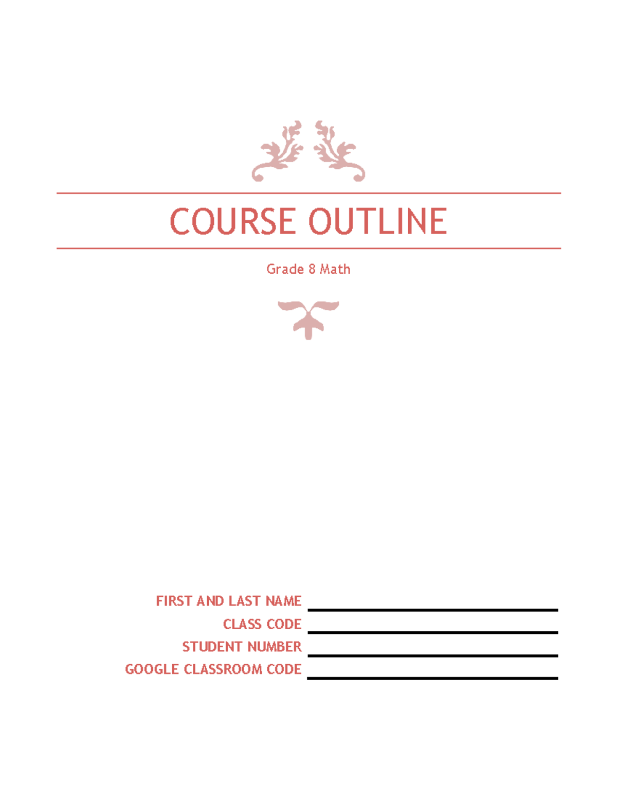 Grade 8 Math Course Outline (in person) - COURSE OUTLINE Grade 8 Math ...