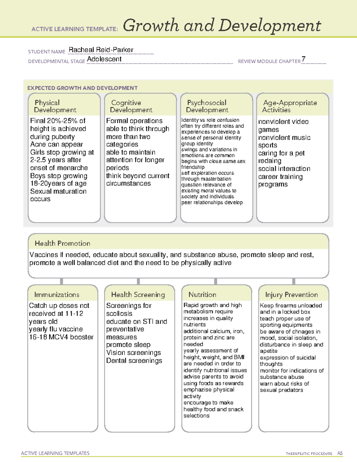 Growth and development Adolescent - ACTIVE LEARNING TEMPLATES ...