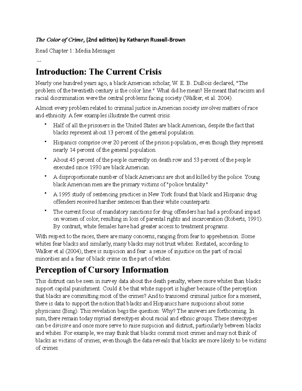 Lesson 1 Notes - Professor Bing - The Color of Crime, (2nd edi)on) by ...
