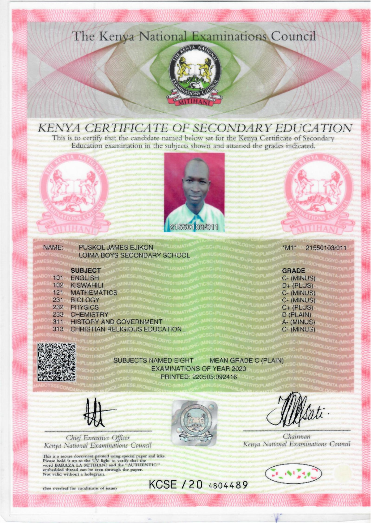 FORM FOUR Certificate - past papers for information communication ...