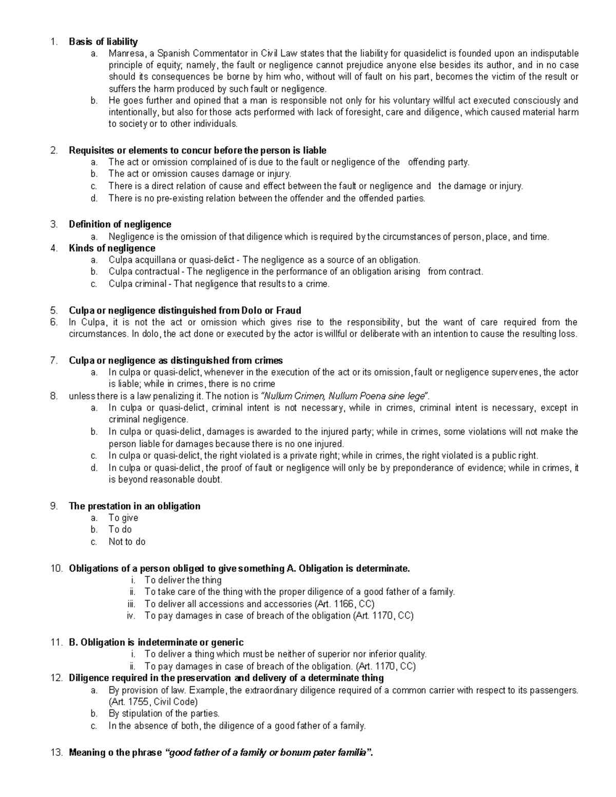 Oblicon Chapter 2 - X;CJDCH SZ;A;XASXM - Basis of liability a. Manresa ...