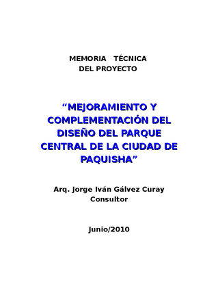 Especificaciones Parque - ESPECIFICACIONES TÉCNICAS DEL PROYECTO “MEJORAMIENTO YMEJORAMIENTO Y ...