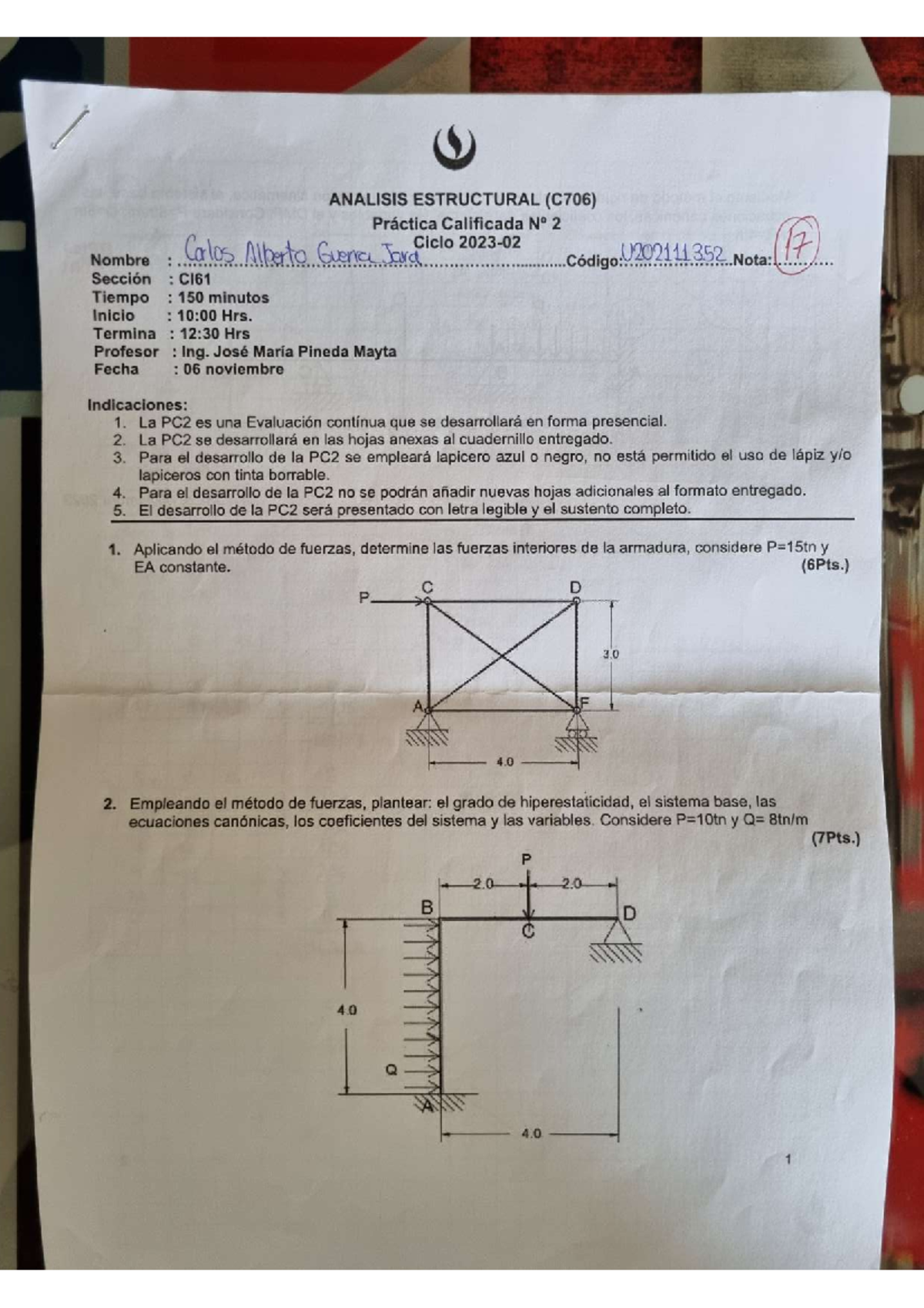 Análisis Estructural - PC2 - Studocu