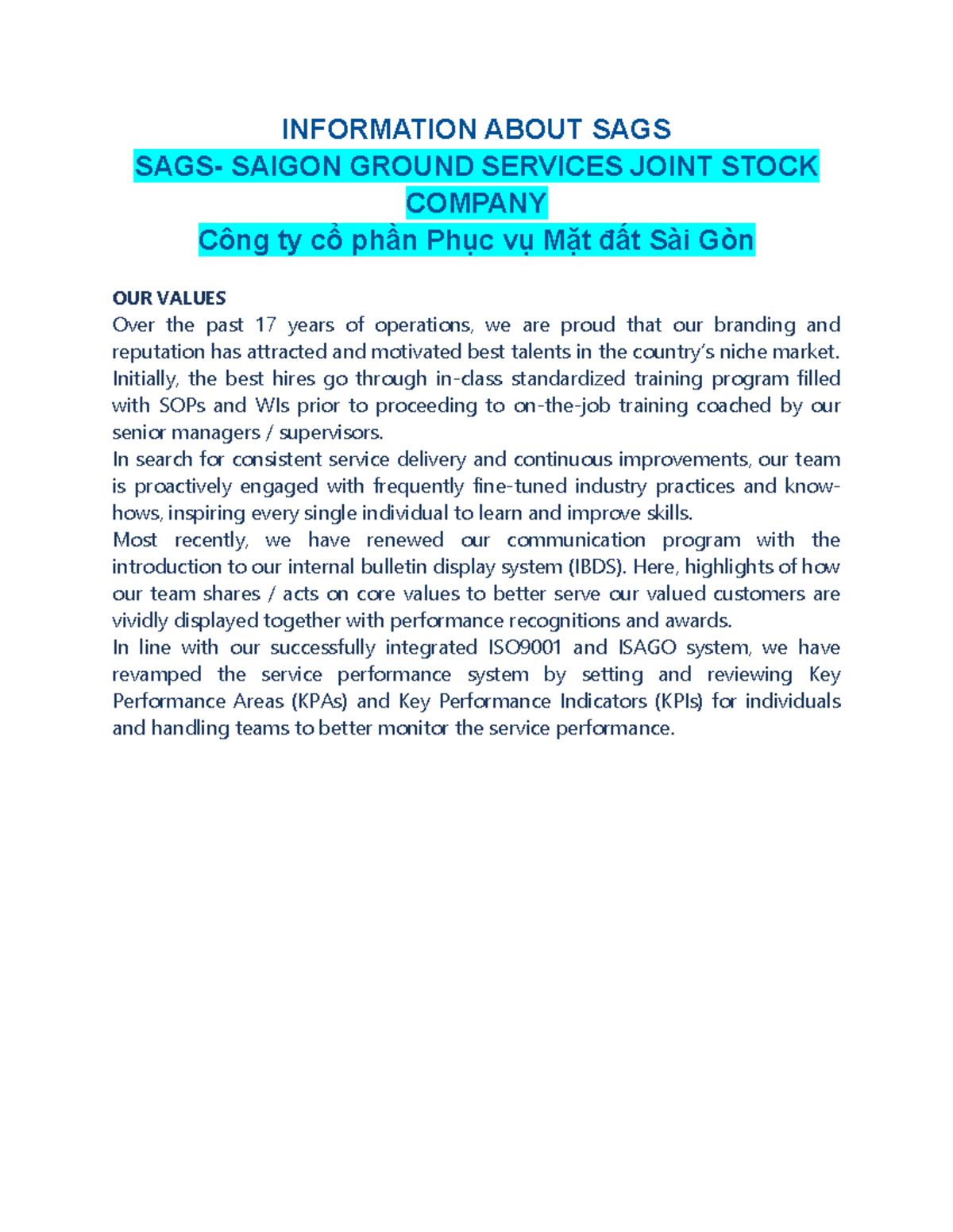 TONG QUAN VE SAGS - sadasdasd - INFORMATION ABOUT SAGS SAGS- SAIGON ...