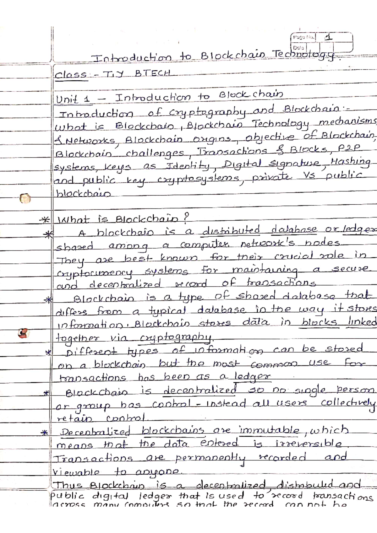 Blockchain unit 1 - Artificial Intelligence and Machine Learning - Studocu