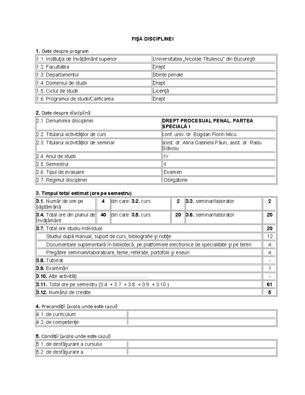 FISA Disciplina 23 - FIŞA DISCIPLINEI 1. Date despre program 1 ...