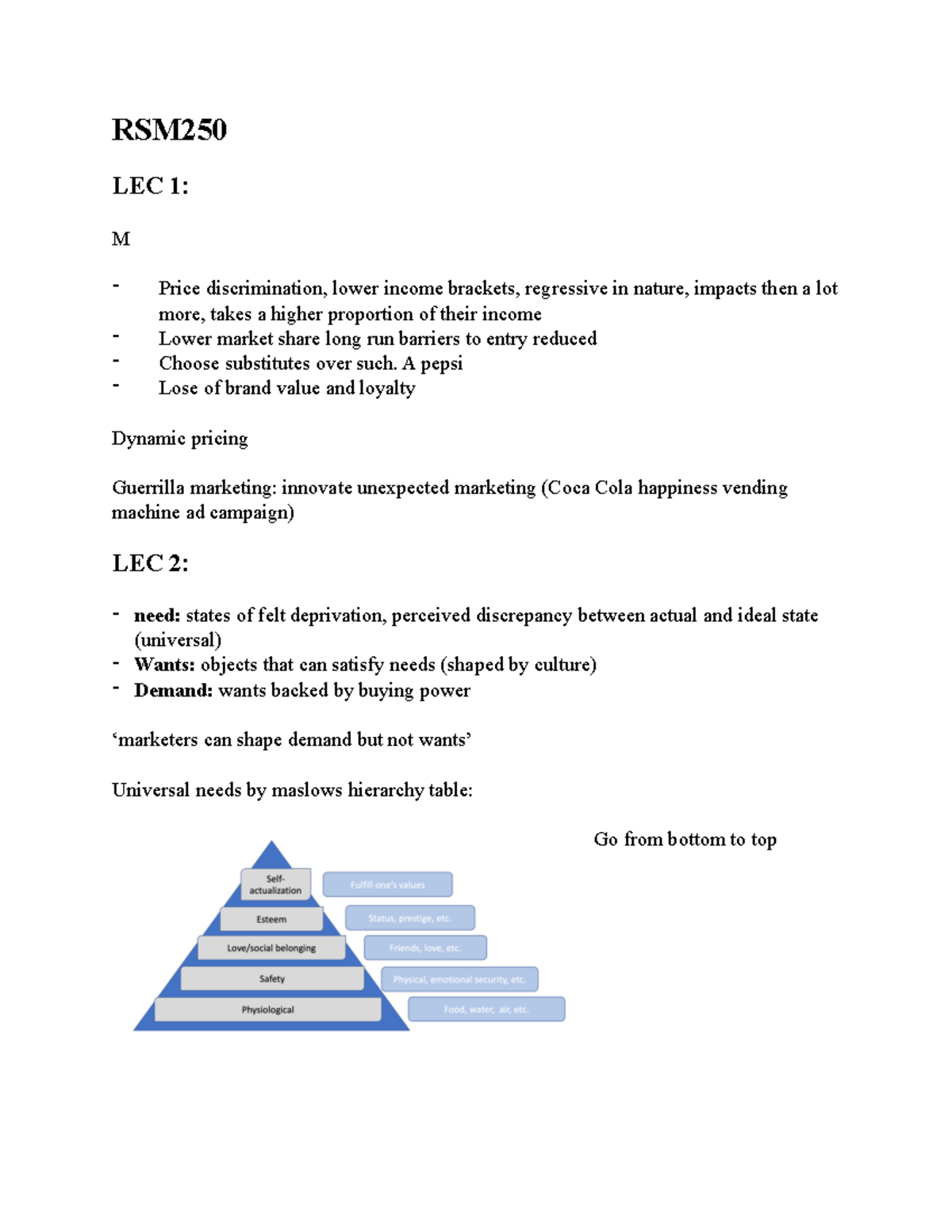 RSM250 notes - RSM LEC 1: M ⁃ Price discrimination, lower income ...