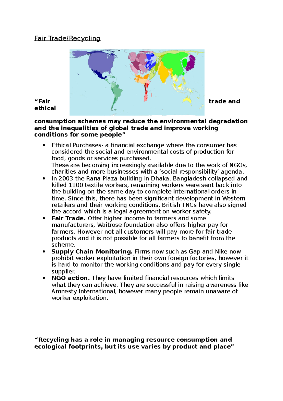 Fair Trade and Recycling - Fair Trade/Recycling “Fair trade and ethical ...