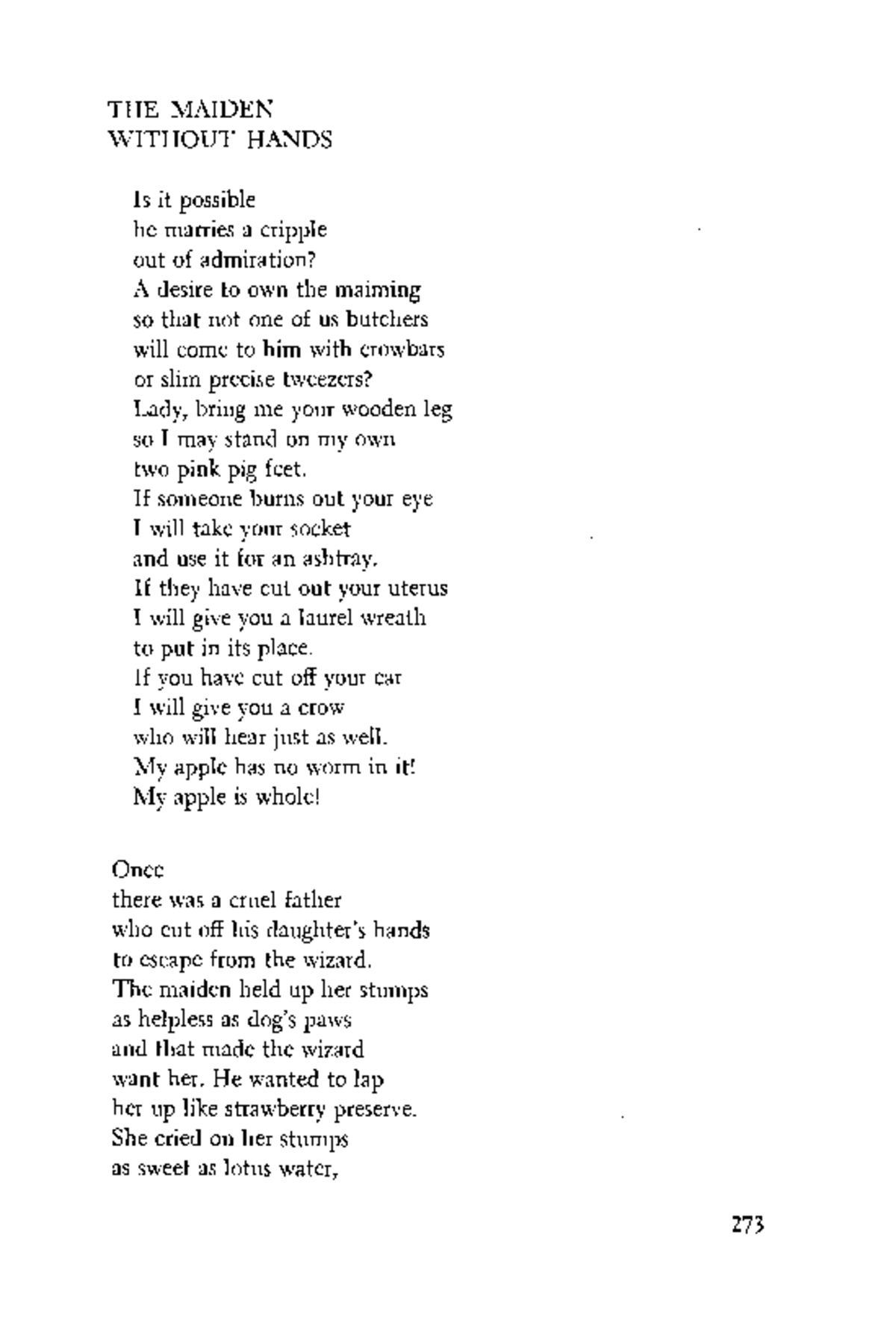 Anne Sexton - The Complete Poems 301 - T H E MAIDEN W I T H O U T HANDS ...